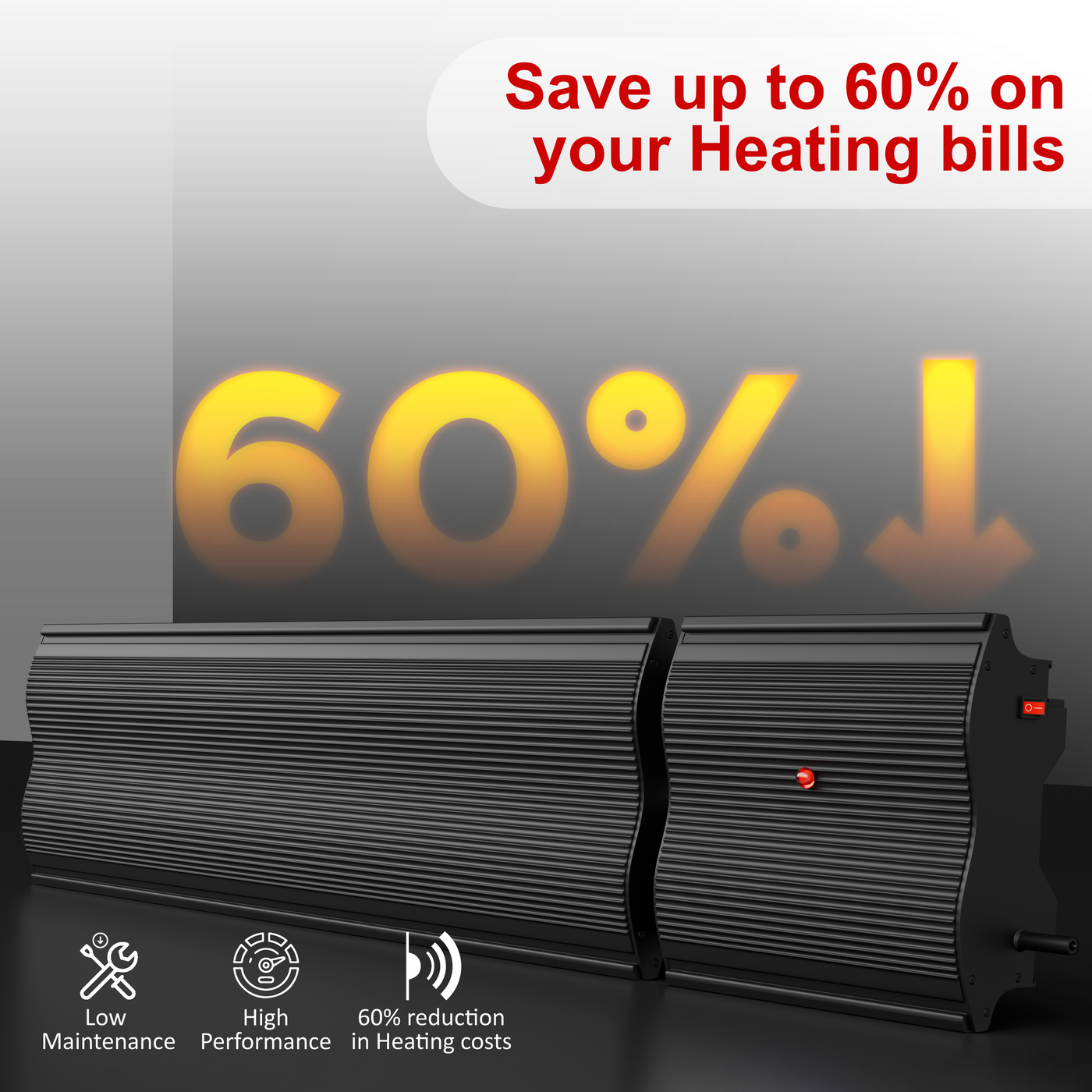 1200w Infrared 3ft Bar Heater - Powerful Heating