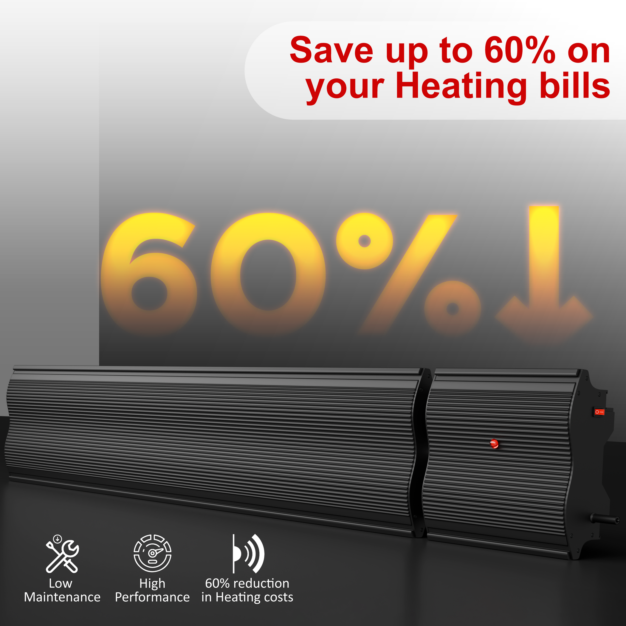 1800w Infrared 4FT Bar Heater - Powerful heating